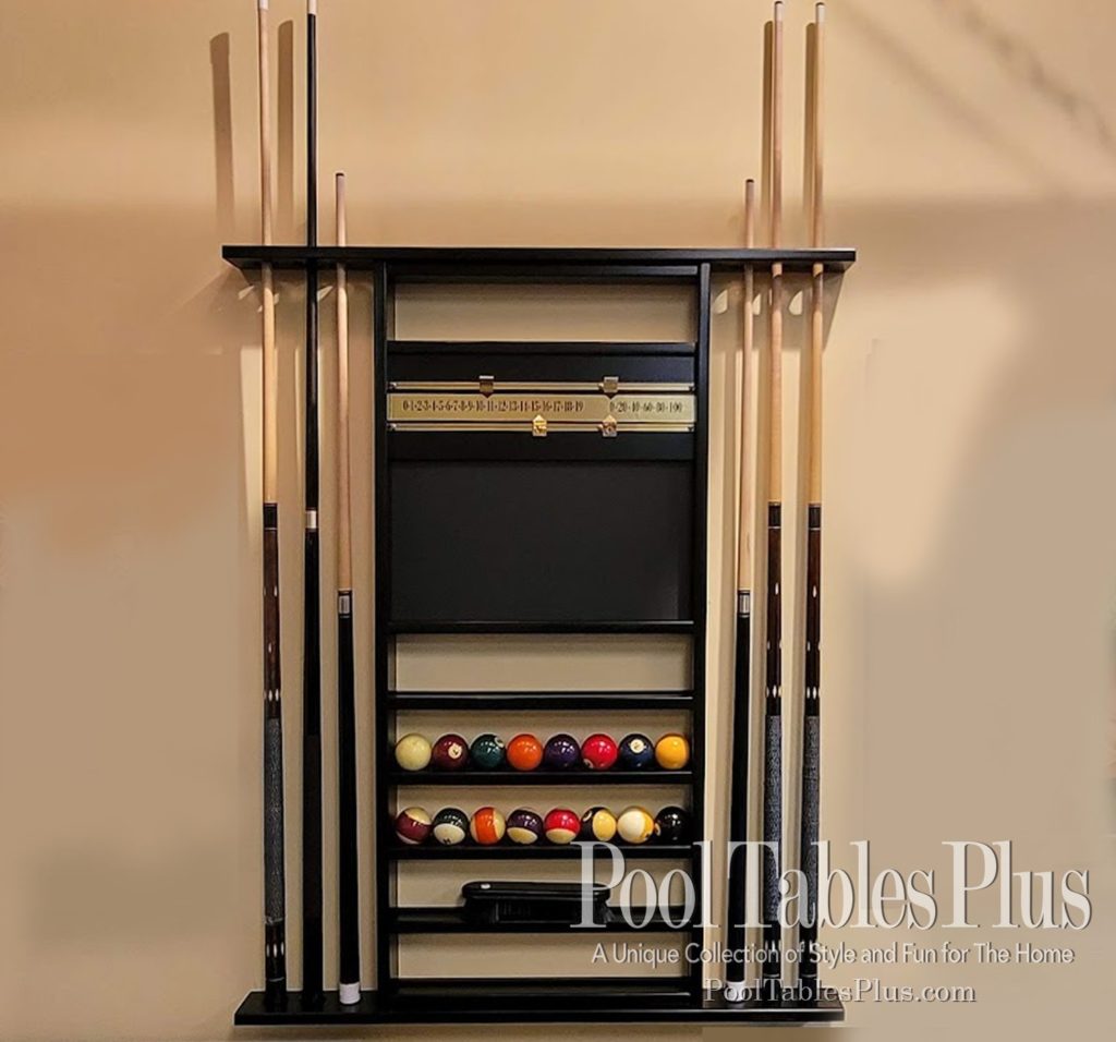Custom Wall Cue Rack with Storage